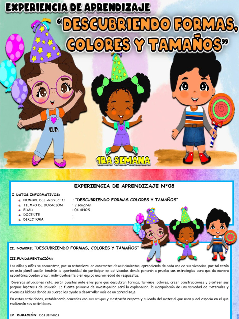 Descubriendo Formas, Colores y Tamaños | PDF | Aprendizaje | Canciones