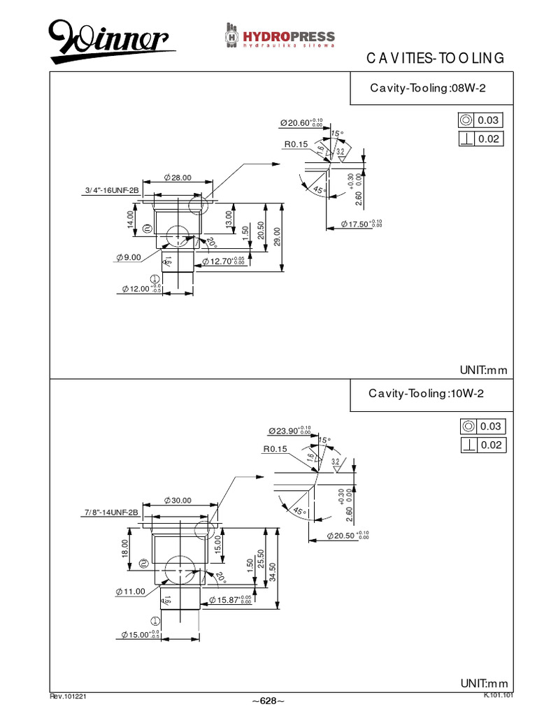 Cavity 08W2, 10W2 | PDF