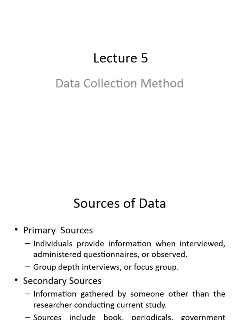 Lecture 5-Data Collection Method | PDF | Survey Methodology | Sampling (Statistics)