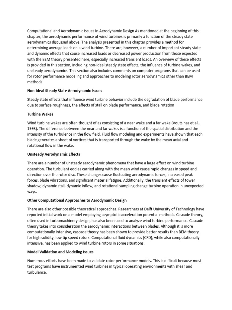 Computational And Aerodynamic Issues In Aerodynamic Design As Mentioned
