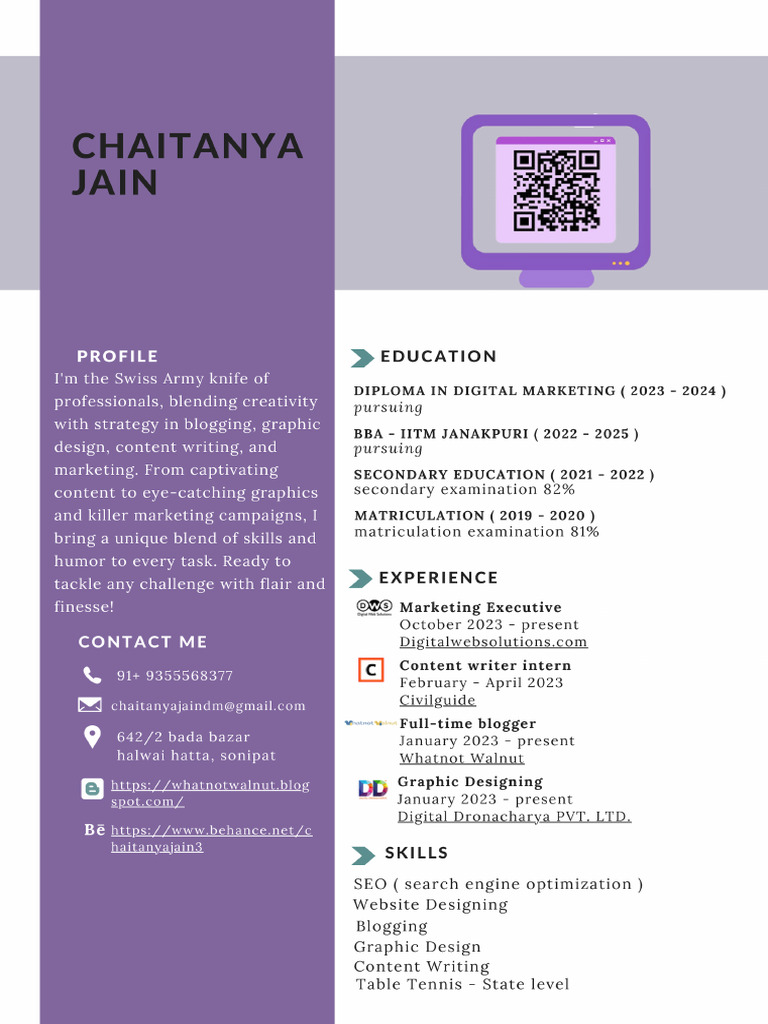Chaitanya Jain Resume | PDF