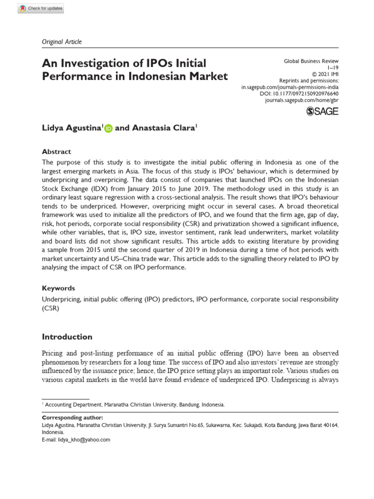IPOs in Indonesia | PDF | Initial Public Offering | Corporate Social Responsibility