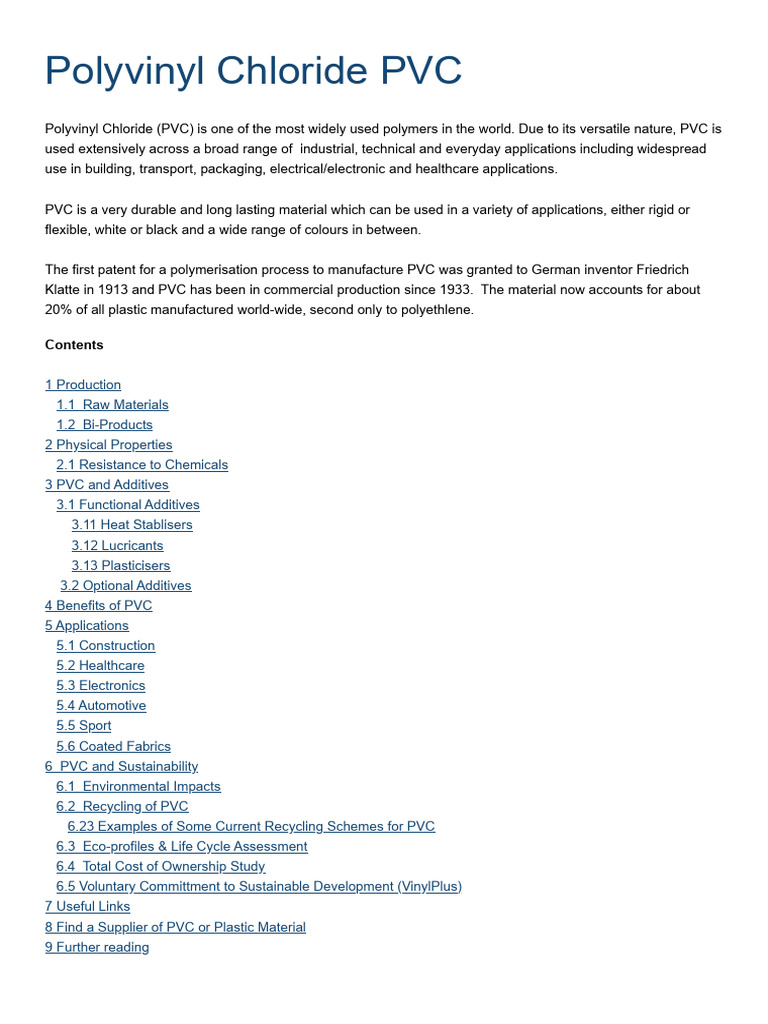 Polyvinyl Chloride PVC_ Properties, Benefits & Applications | Download ...