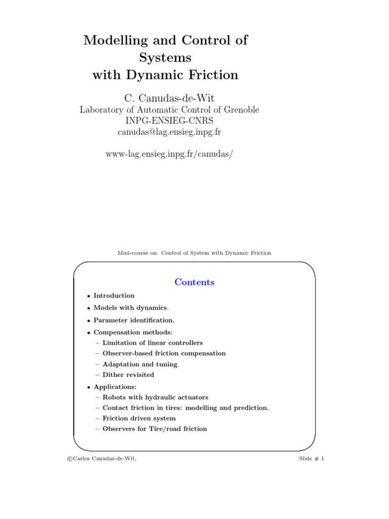 Part II Model Ident Comp | PDF | Friction | Applied Mathematics