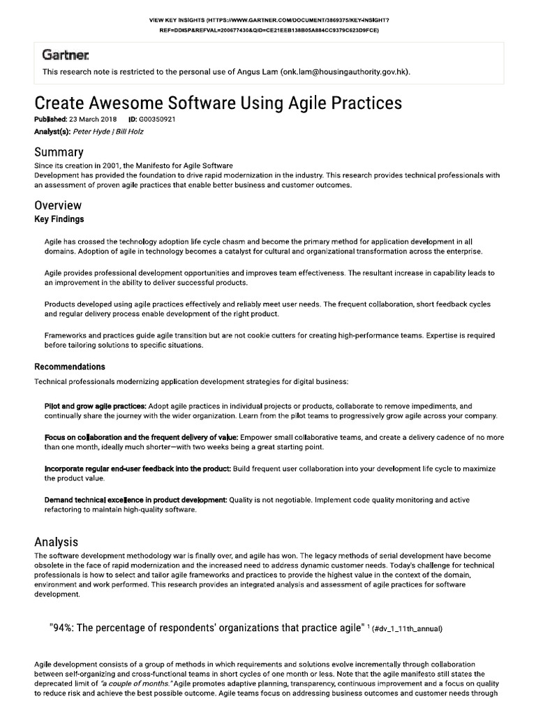 Create Awesome Software Using Agile Practices | PDF