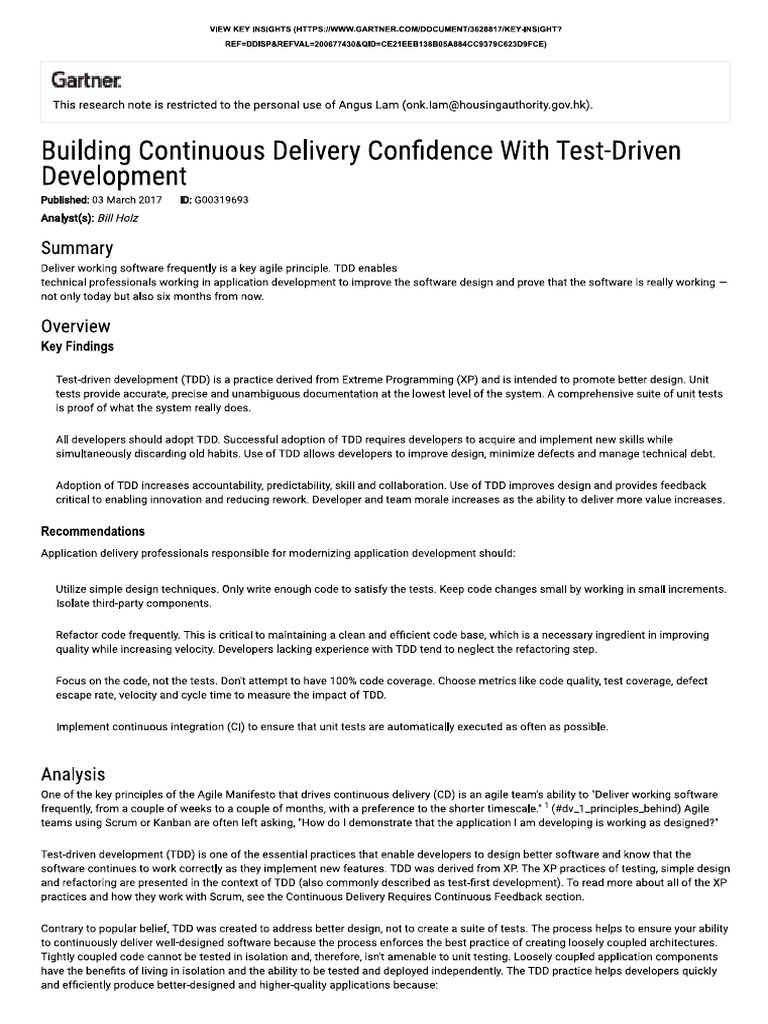 Building Continuous Delivery Confidence With Test-Driven Development | PDF