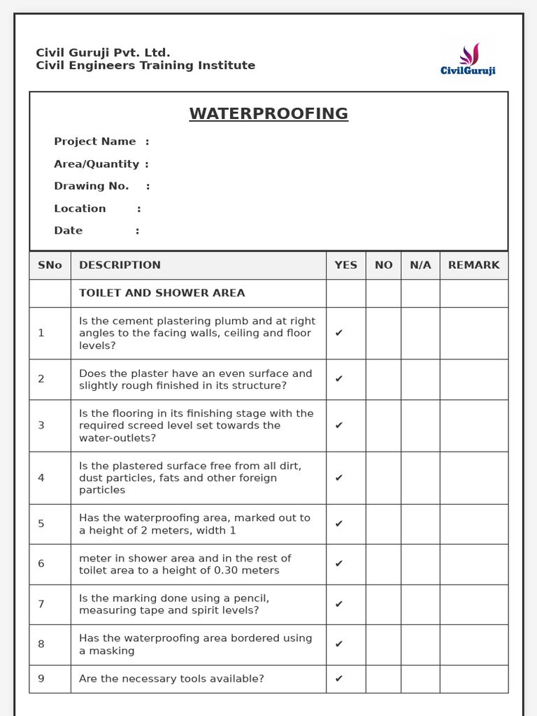 Checklist | Download Free PDF | Materials | Building Materials