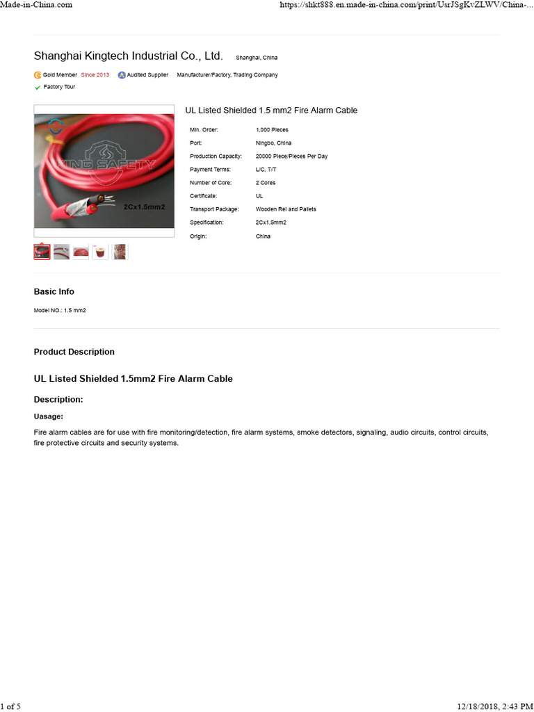 King Tech 1.5mm Cable | PDF | Security Alarm