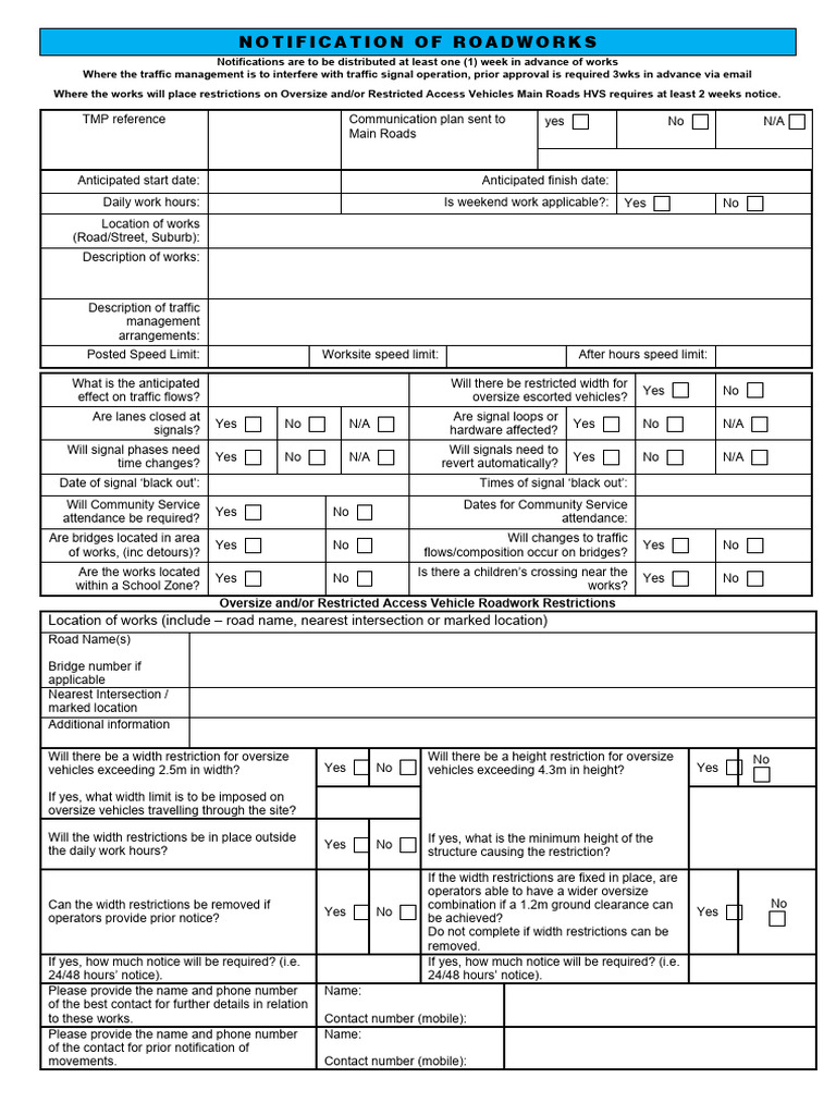 Roadwork Notification Guidelines and Requirements | PDF | Traffic ...