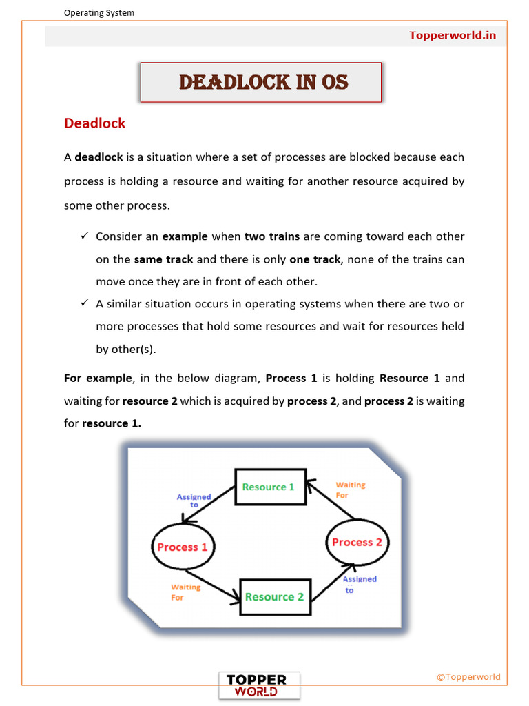 DeadLock in Operating System | PDF | Process (Computing) | Operating System DeadLock in Operating System | PDF | Process (Computing) | Operating System