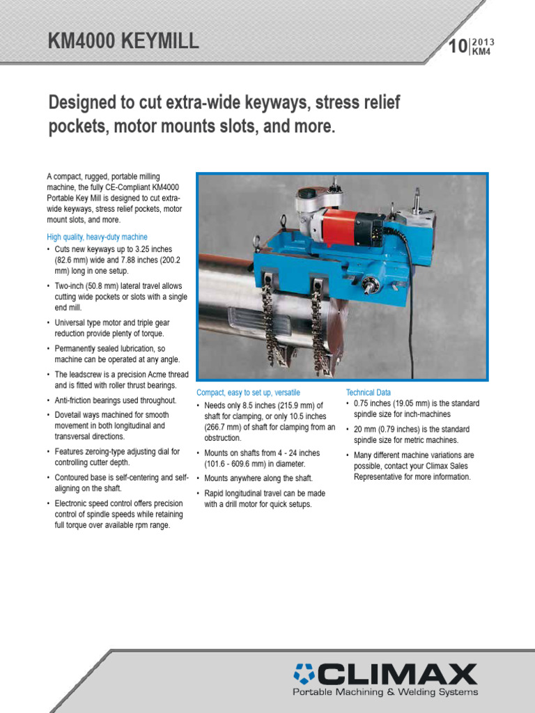 Km4000 Keymill: Designed To Cut Extra-Wide Keyways, Stress Relief ...