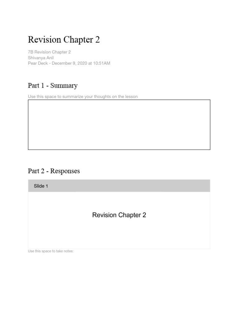 Revision Chapter 2 - 7B Revision Chapter 2 - 3 | PDF