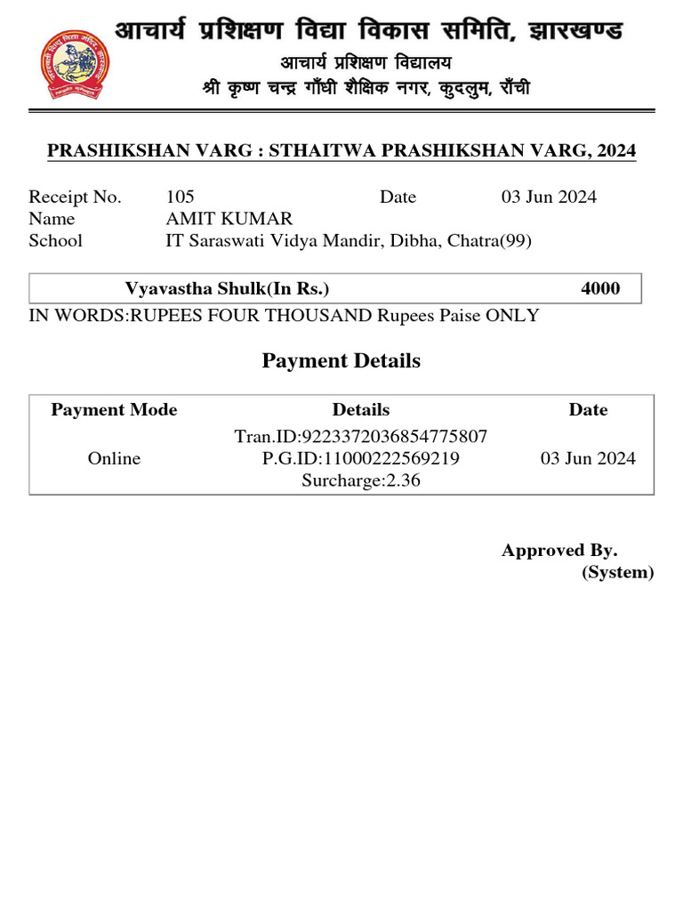 Student Contribution Receipt . | PDF