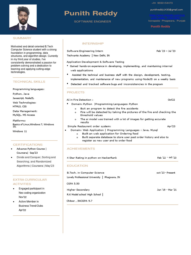 Punith Final CV | PDF | Computer Programming | Software