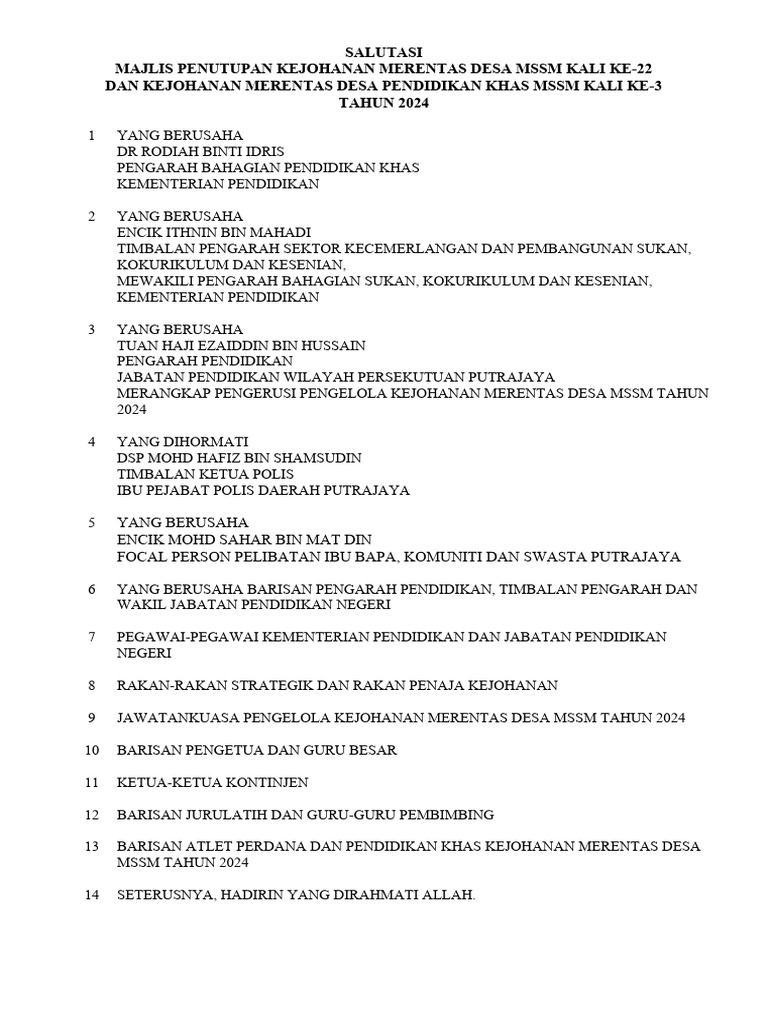 Salutan Dr. Rodiah di MSSM 2024 | PDF | Ilmu Sosial