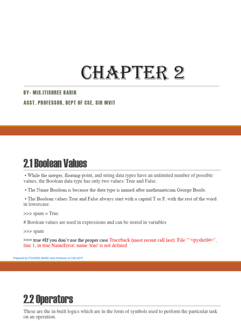 Python Ch2 Pdf Boolean Data Type Control Flow 