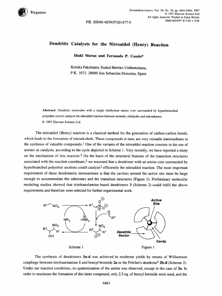 Dendritic Catalysts for the Nitroaldol H | Download Free PDF | Chemical ...