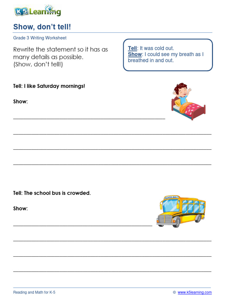 Grade 3 Writing Show Not Tell Rqe | PDF