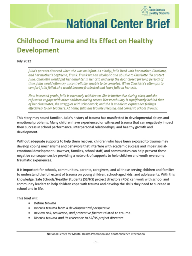 Se14Childhood Trauma & Its Effect On Healthy Development | PDF ...