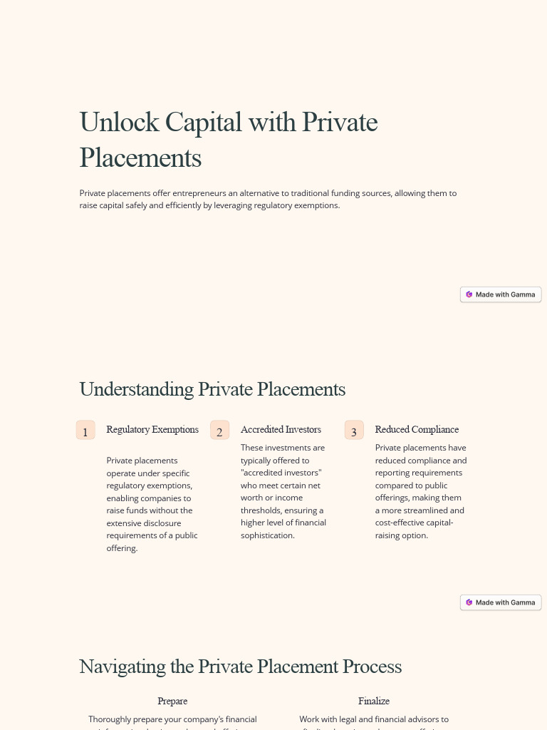Unlock Capital With Private Placements | PDF | Investor | Private Placement