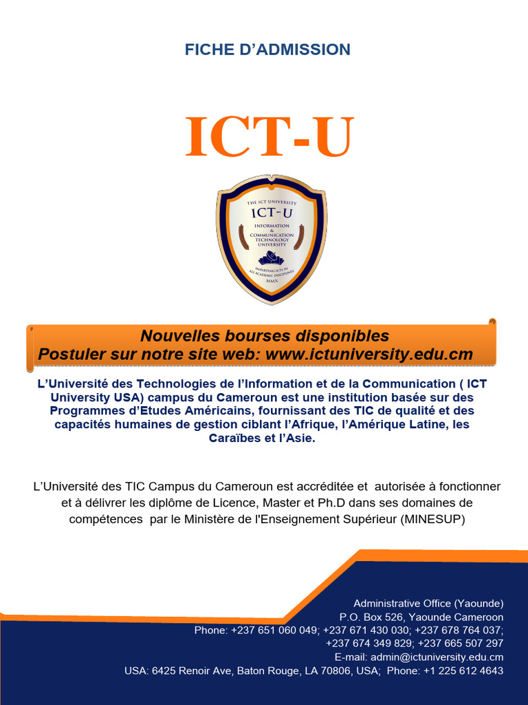 Admission à l'ICT University Cameroun | PDF | Technologies de l ...