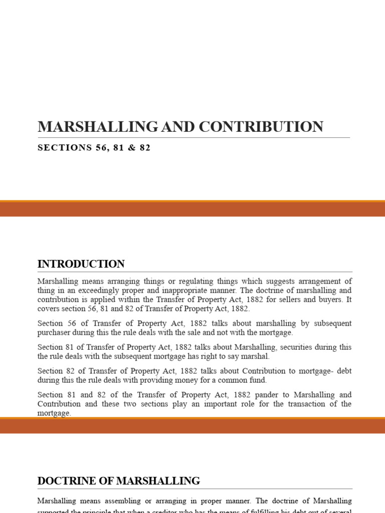 3a Marshalling and Contribution | PDF | Mortgage Law | Mortgages