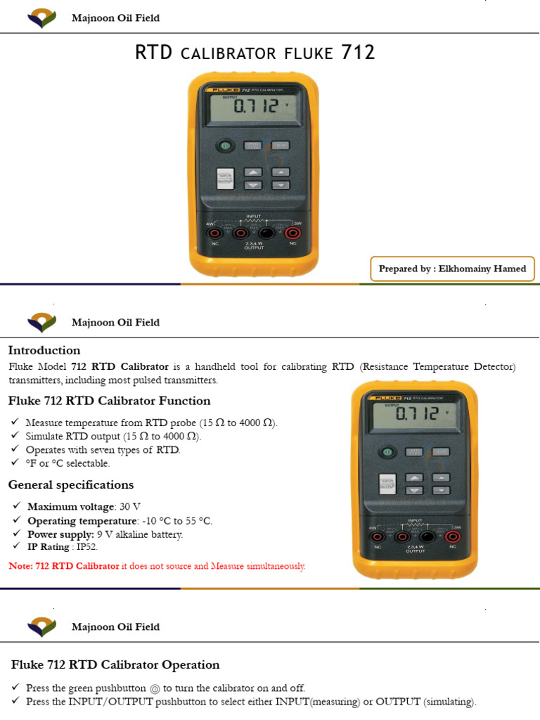 RTD Calibrator Fluke 712 | PDF