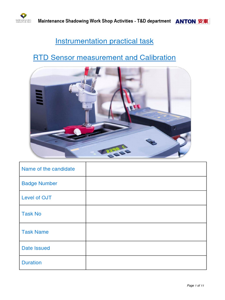 RTD Sensor Calibration Procedures | PDF | Personal Protective Equipment ...