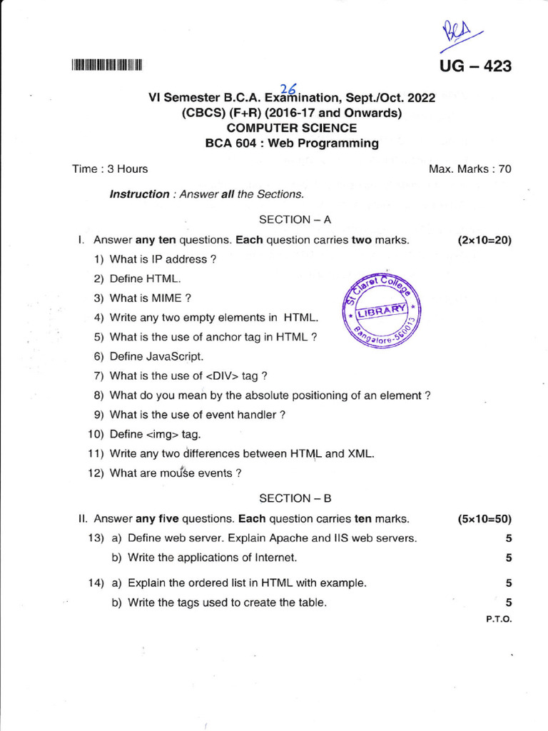 Web Programming Sep Oct 2022 | PDF | Html | Html Element
