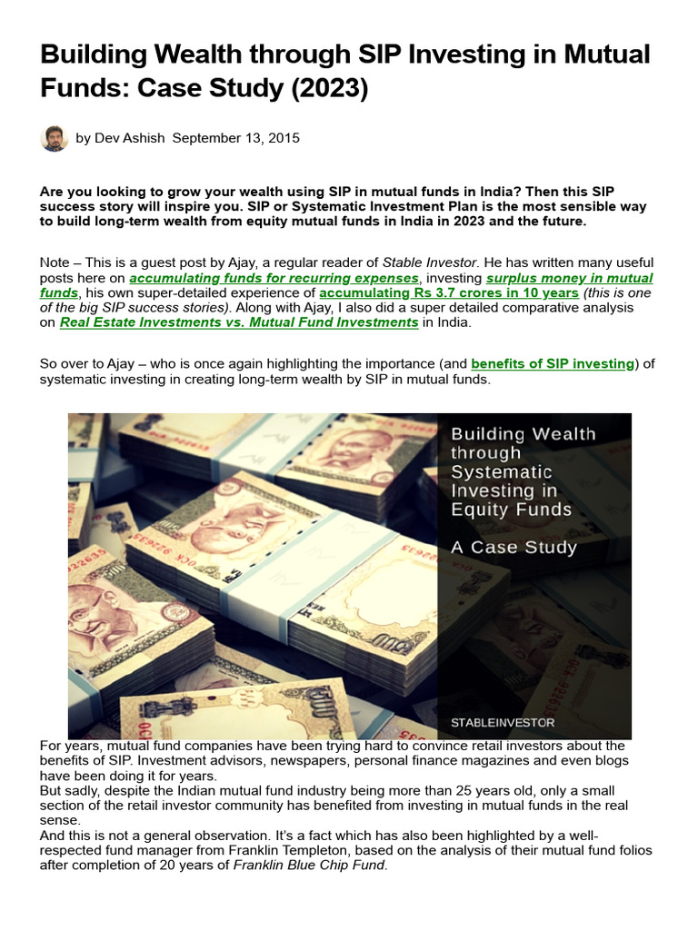 Building Wealth Through SIP Investing in Mutual Funds - Case Study (2023) - Stable Investor ...