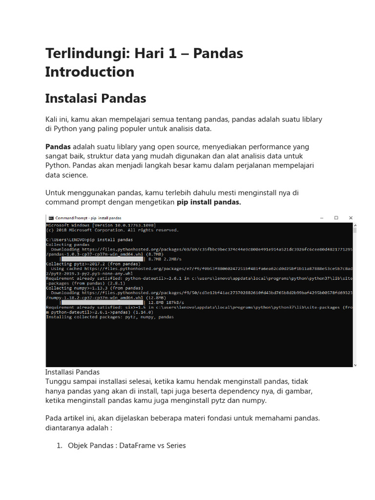 Materi Pekan 2 Hari 1 Pandas | PDF