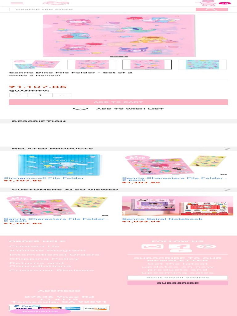 Sanrio Dino File Folder - Set of 2 | PDF