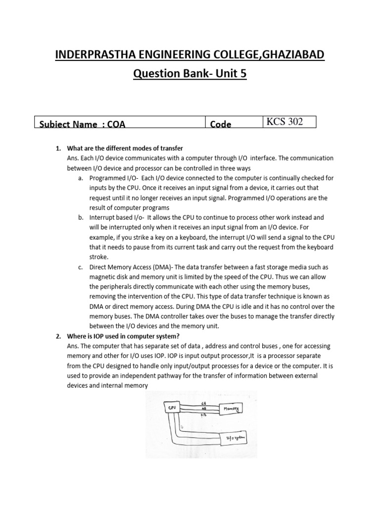 qbank_unit5_updated1 | Download Free PDF | Input/Output | Central Processing Unit