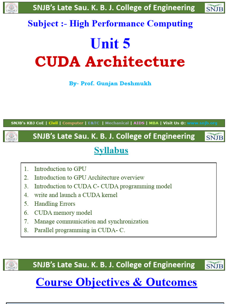 Unit 5 - CUDA Architecture | PDF | Graphics Processing Unit | Central Processing Unit