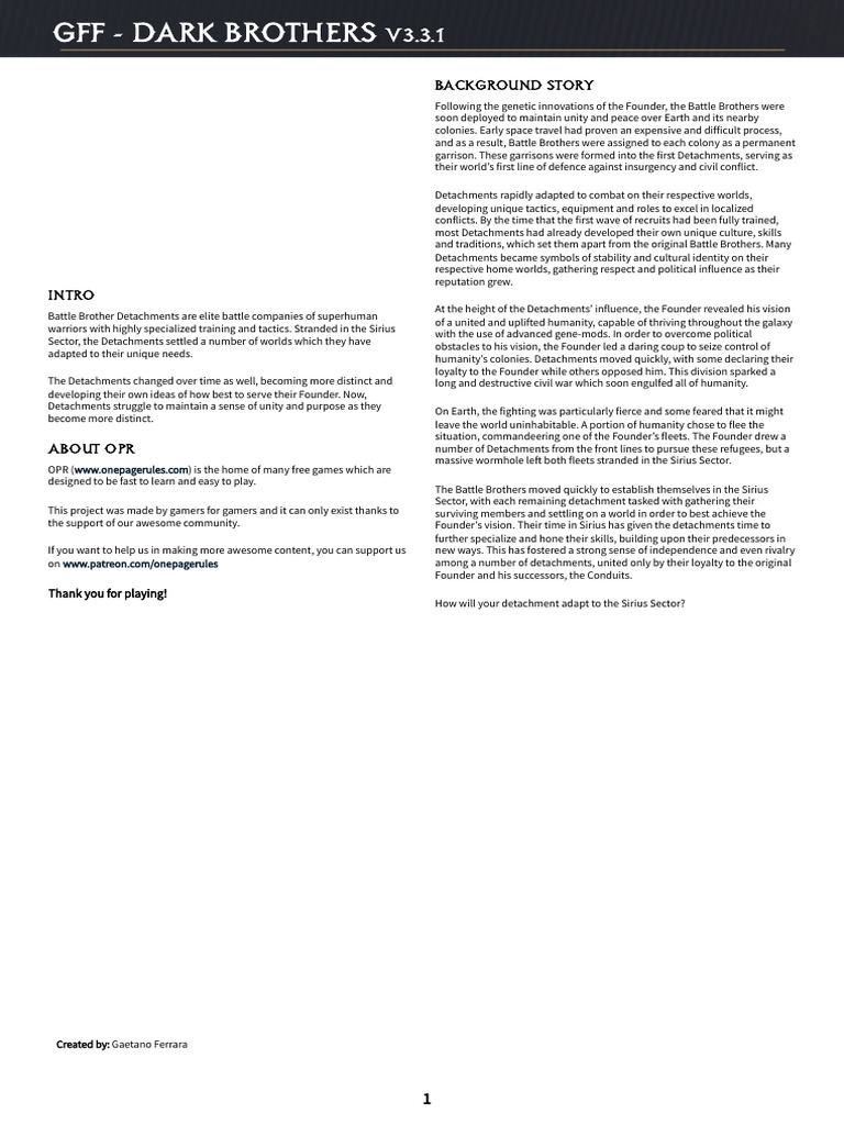 GFF - Dark Brothers 3.3.1 | PDF | Military