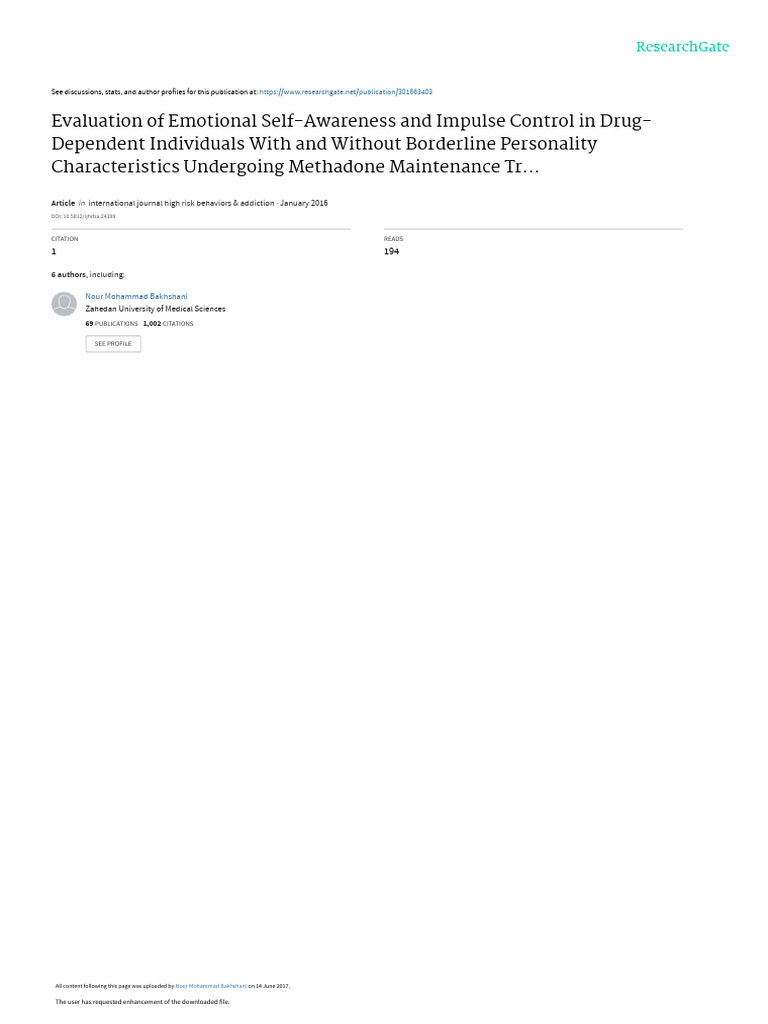 Evaluation of Emotional Self-Awareness and Impulse | PDF | Borderline ...
