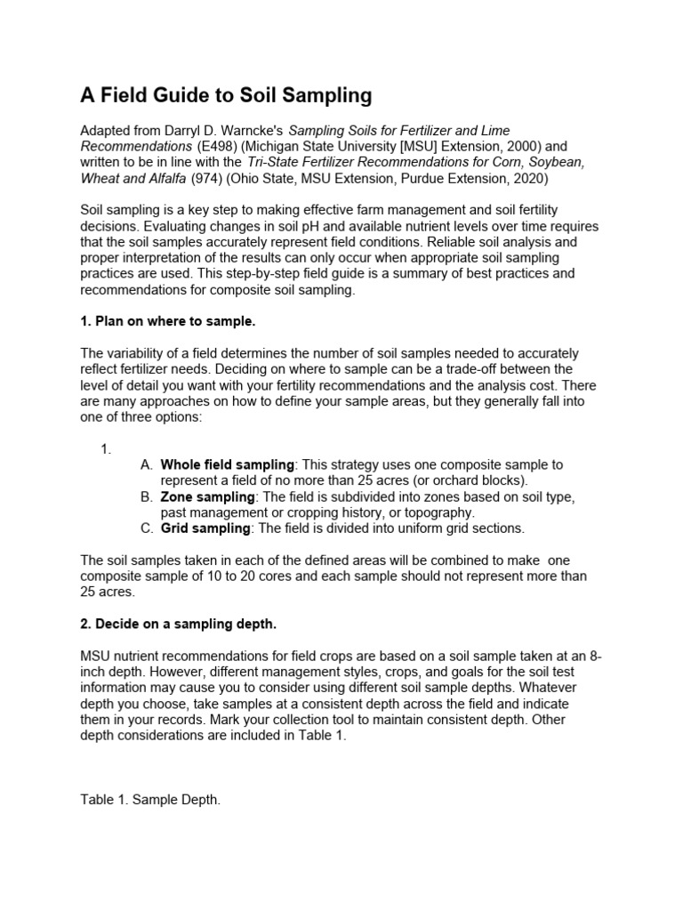 A Field Guide to Soil Sampling | PDF | Soil | Soil Science