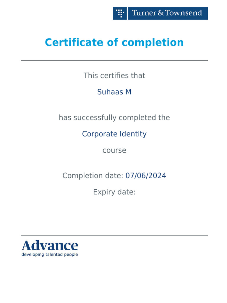 Certificate Coporate Identity | PDF | Finance & Money Management