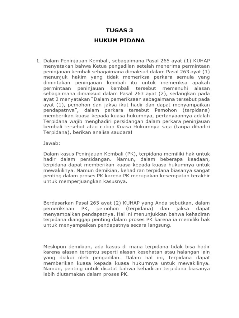 Tugas 3 - Hukum Pidana | PDF