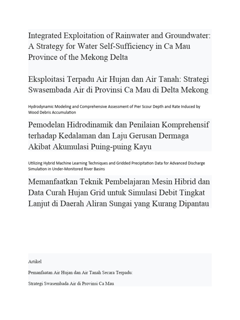 Integrated Exploitation of Rainwater and Groundwater | PDF | Kesehatan Holistik | Teknologi ...