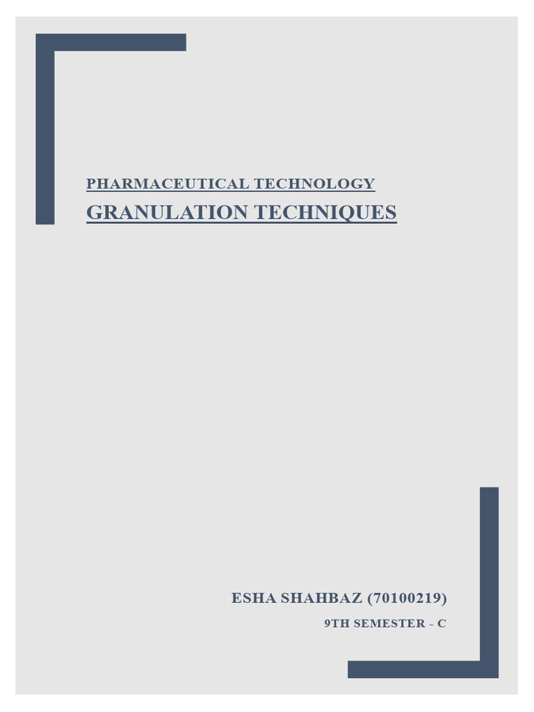 Granulation Techniques 70100219 | PDF | Tablet (Pharmacy ...
