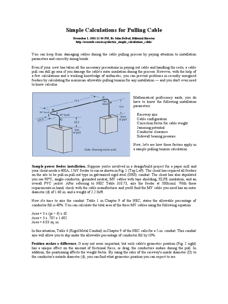 Simple Calculations For Pulling Cable | PDF | Cable | Mechanical ...