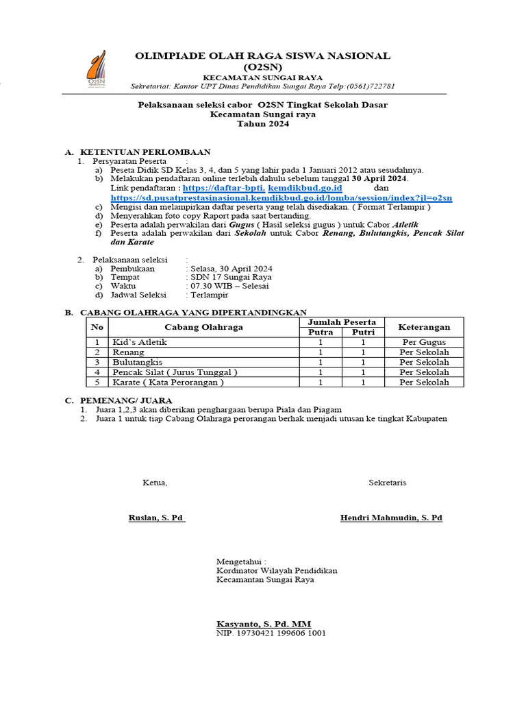 Juknis O2sn 2024 | PDF