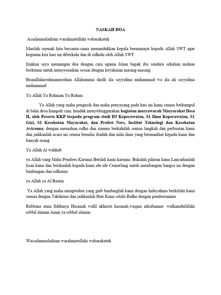 Naskah Doa MMD | PDF