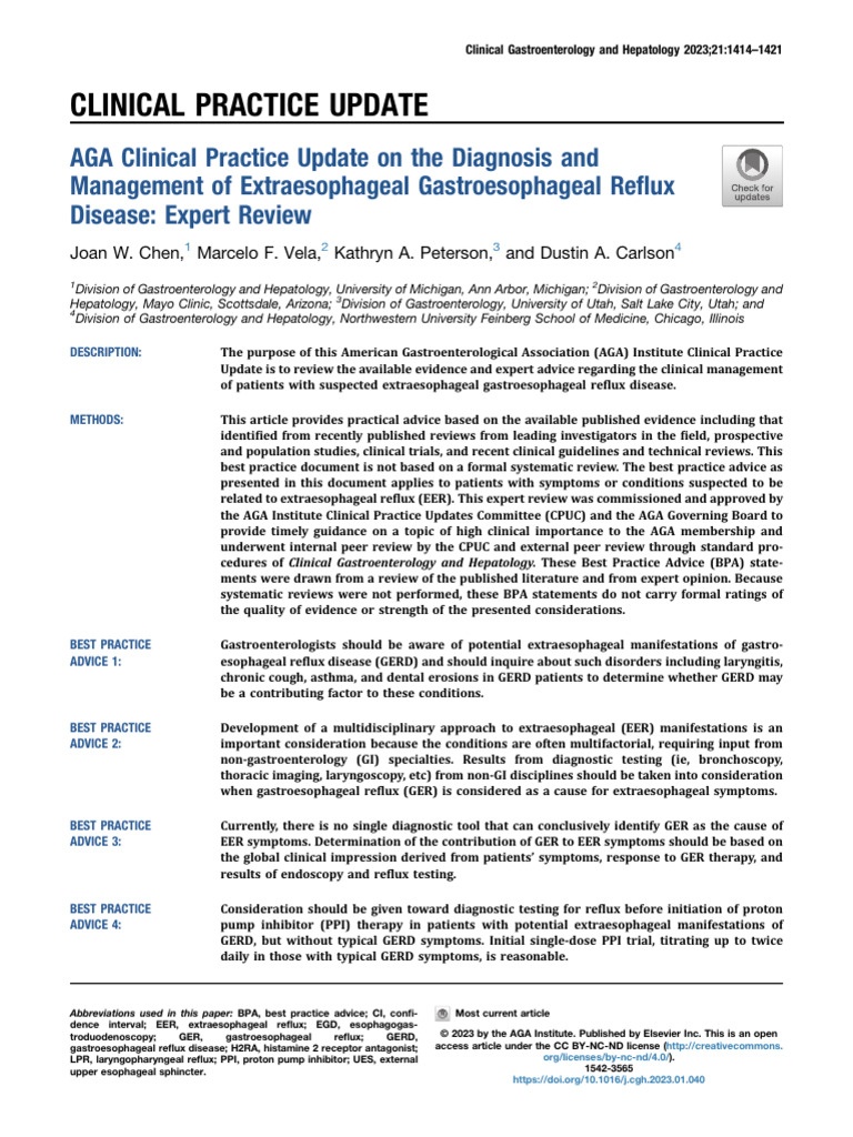 AGA Clinical Practice Update on the Diagnosis and Management of ... AGA Clinical Practice Update on the Diagnosis and Management of ...