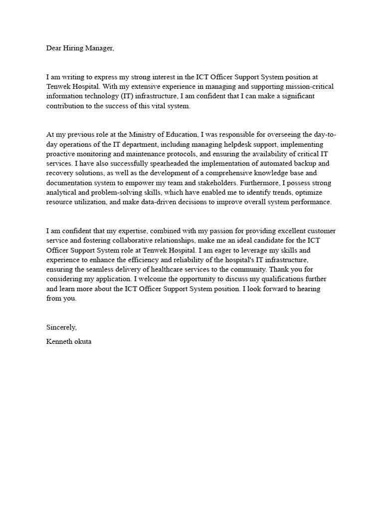 Application For Ict Officer - Support System | PDF