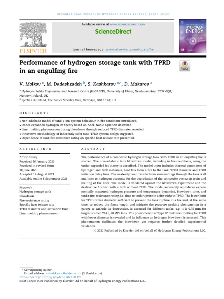 Performance of Hydrogen Storage Tank With TP - 2021 - International ...