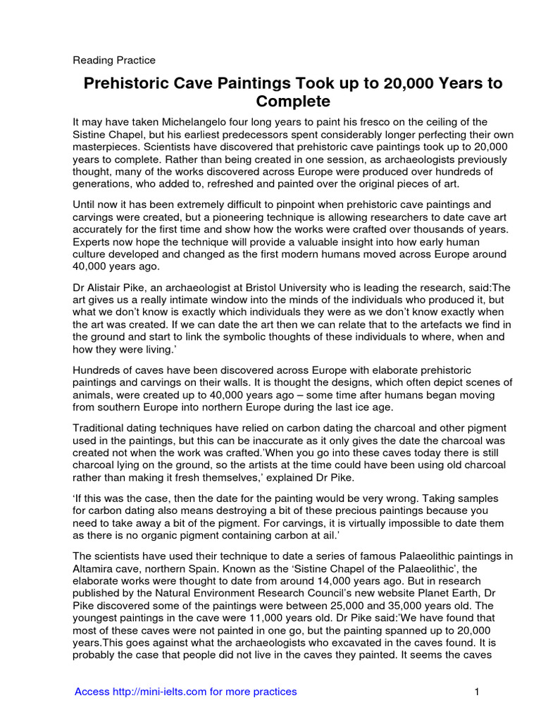 Prehistoric Cave Paintings Took Up To 20000 Years To Complete | PDF ...