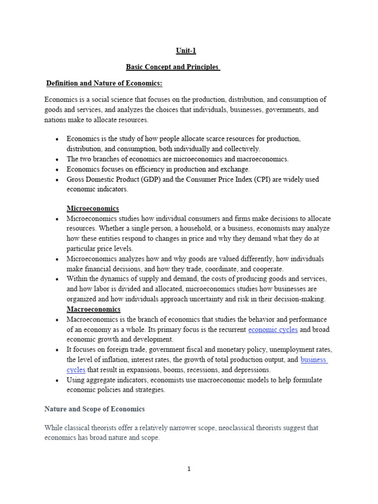 Economics Notes | PDF | Macroeconomics | Microeconomics
