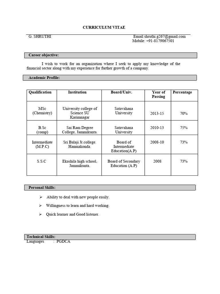 Shruthi resume | PDF | Cognition | Behavior Modification